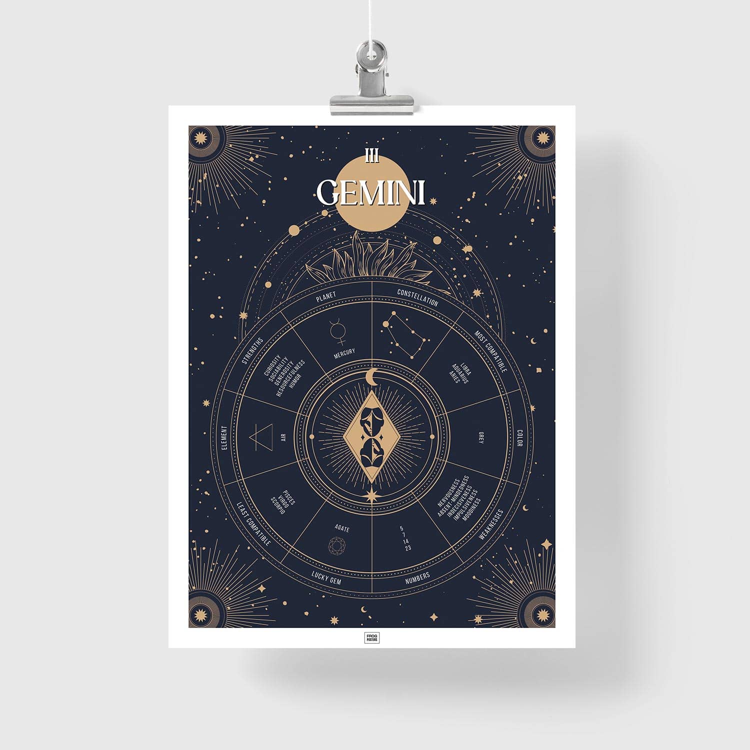 Gemini Zodiac Poster - Frog Posters