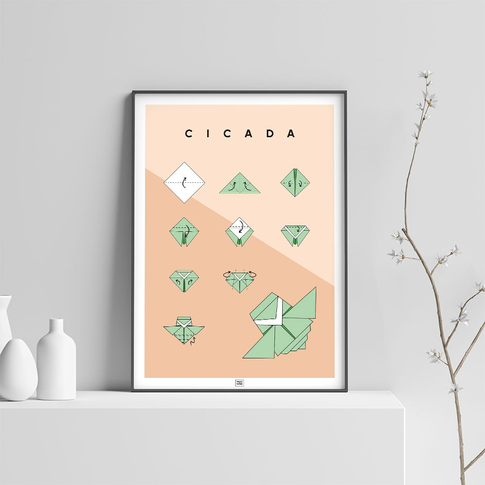 Origami Cicada Poster - Frog Posters